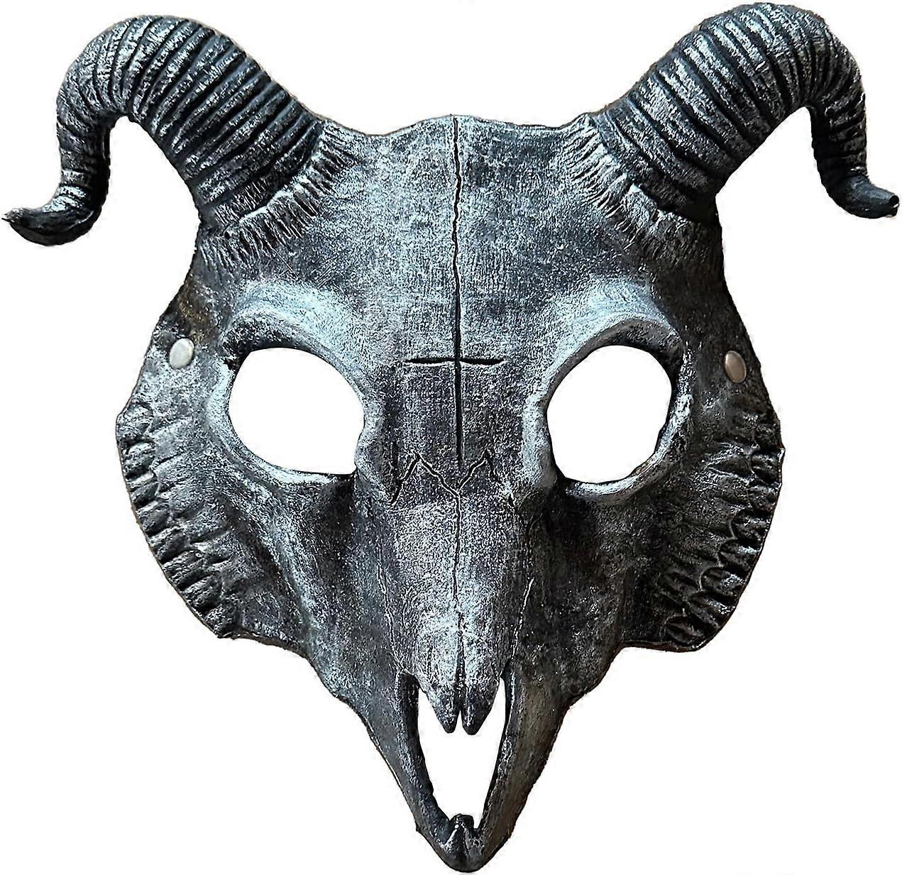 Goat Mask with Horns for Halloween Costume - Animal Head Bone Mask for ...