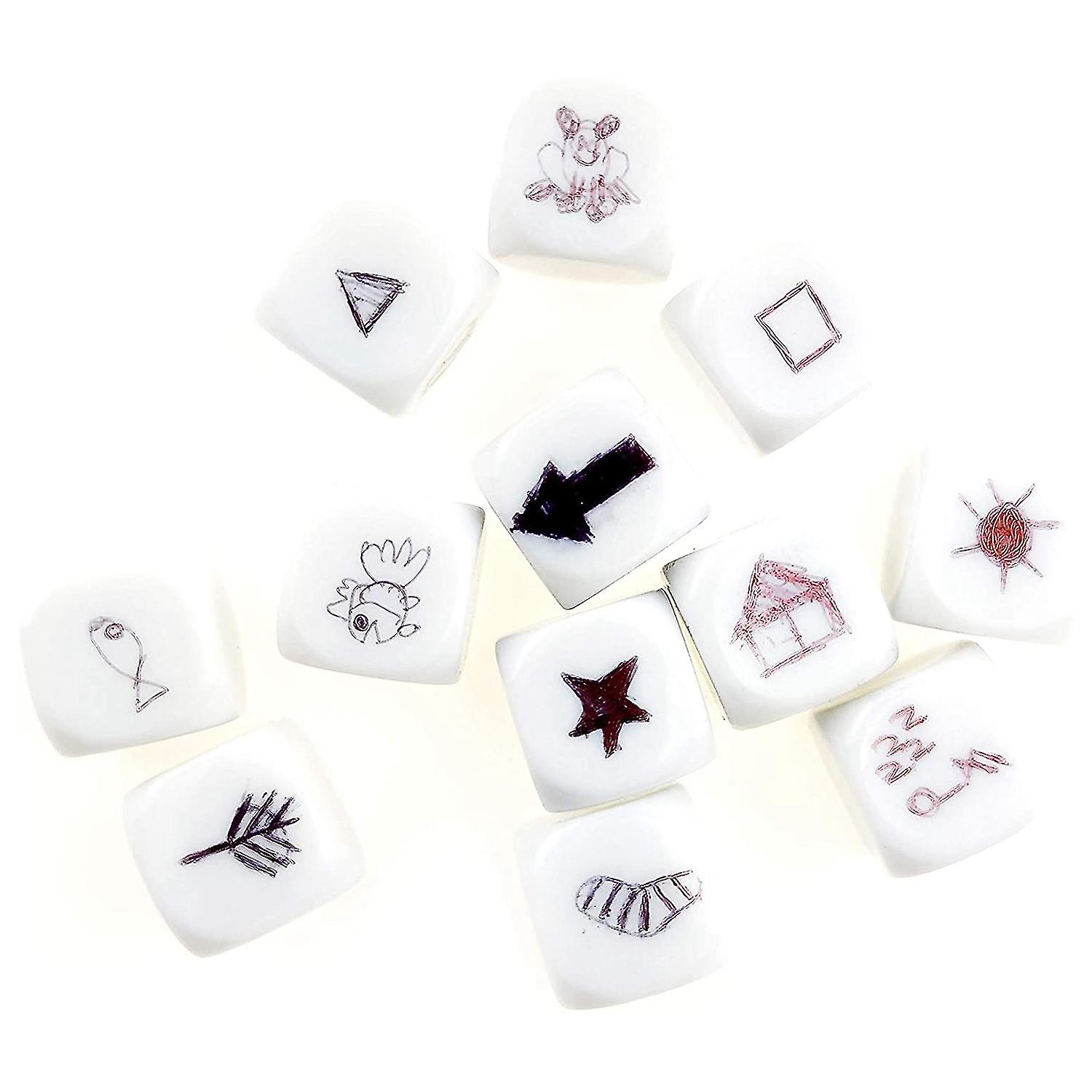 50 Pack 16mm Blank White Dice Set Acrylic Rounded D6 Dice Cubes For ...