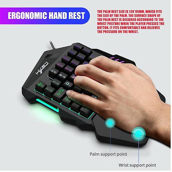 Single Hand One Handed Gaming Keyboard 35 Keys Rgb Backlit Portable ...