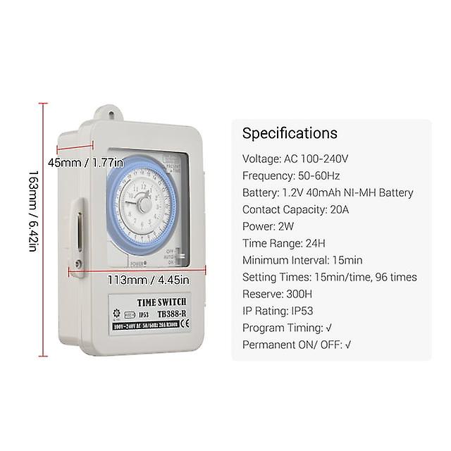 Mechanical 24 Hours Timer Switch IP53 Rating Programmable Electrical ...
