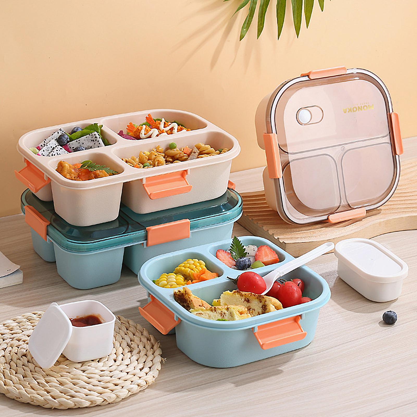 1 Set 1100/1550ML Bento Box 3/4 Grids Good Sealing Buckle Closure Heat ...