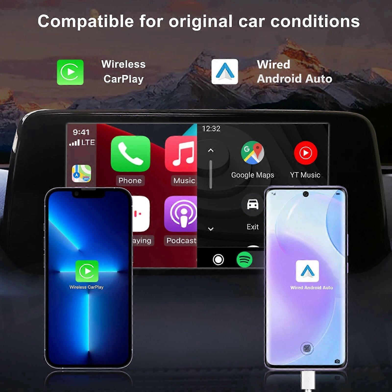 Wireless Apple CarPlay, Wired Android Auto, USB Adapter Hub, for ...