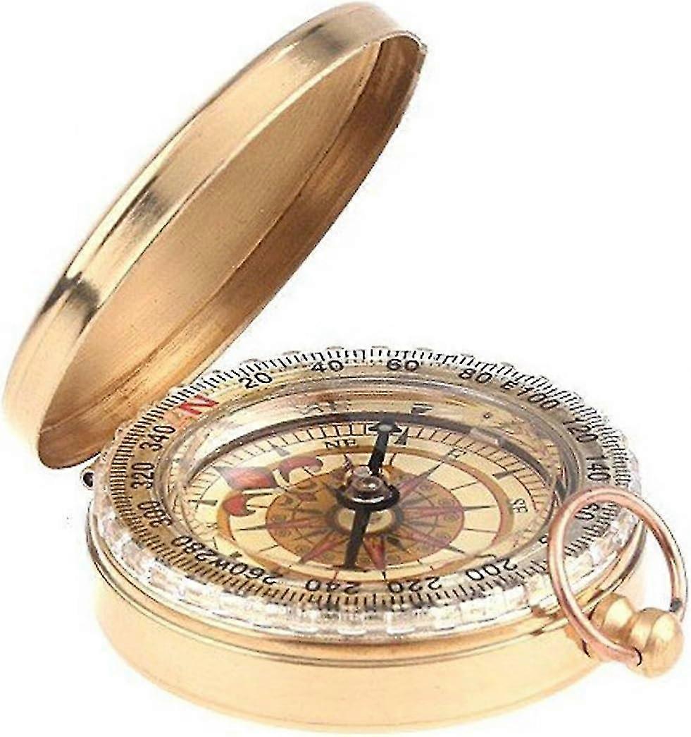Round flat metal compass retro portable compass for hiking | Fruugo UK
