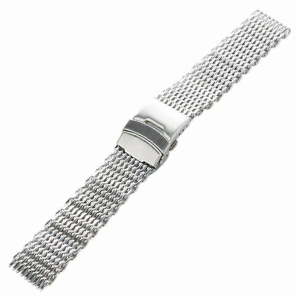 18mm 20mm 22mm 24mm Watch Strap Steel Shark Mesh Silver Bracelet Watch ...