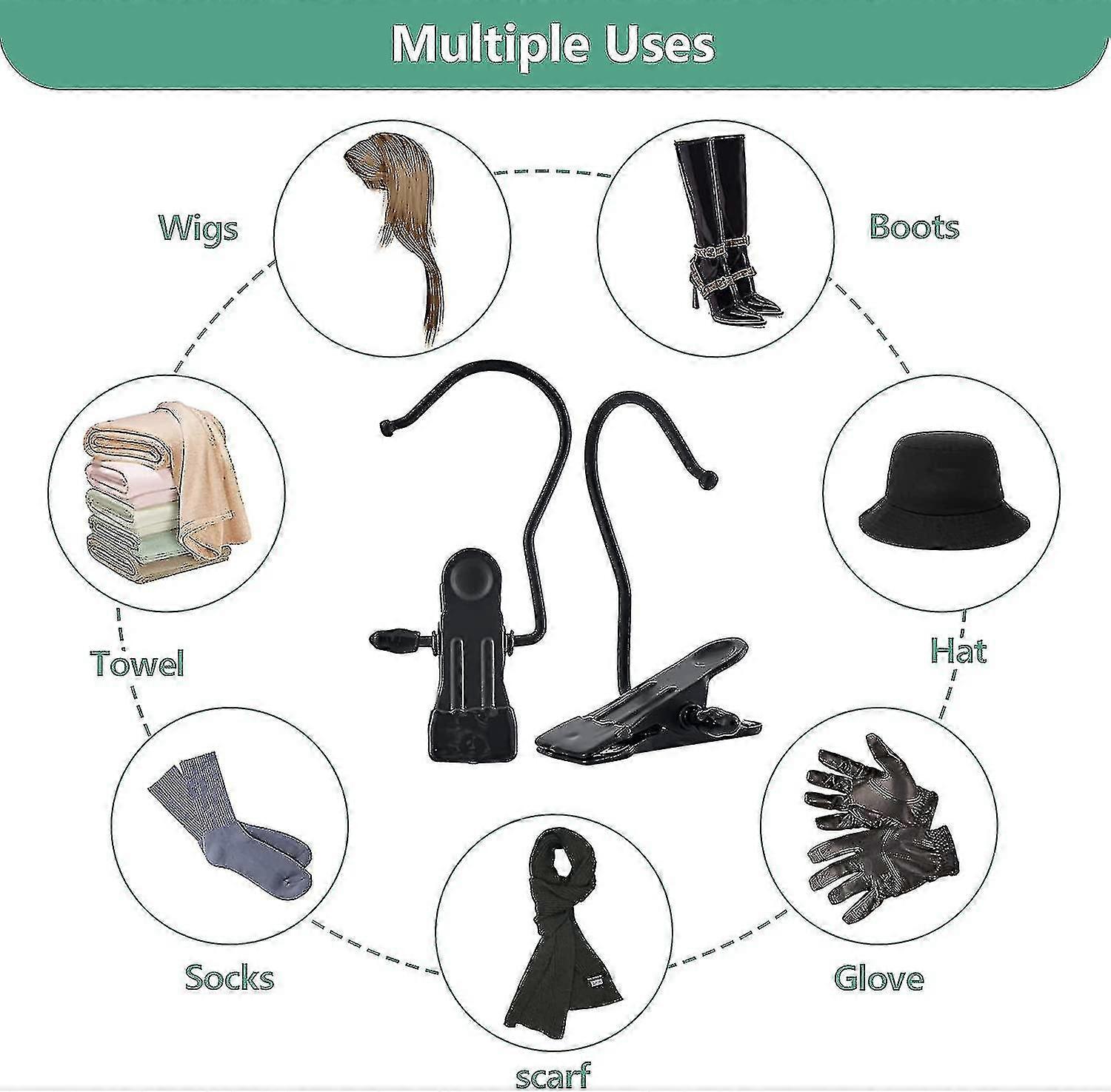 Boot Hangers, 10 Pack Hanging Clips For Closet, Hanging Clips, Heavy Duty Black Clothes Pins ...