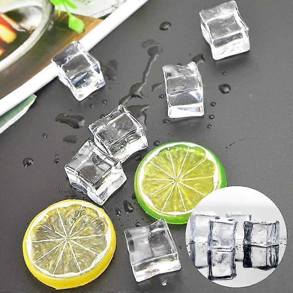 100PCS 20*20mm Artificial Acrylic Ice Cubes Clear Fake Ice Cubes ...