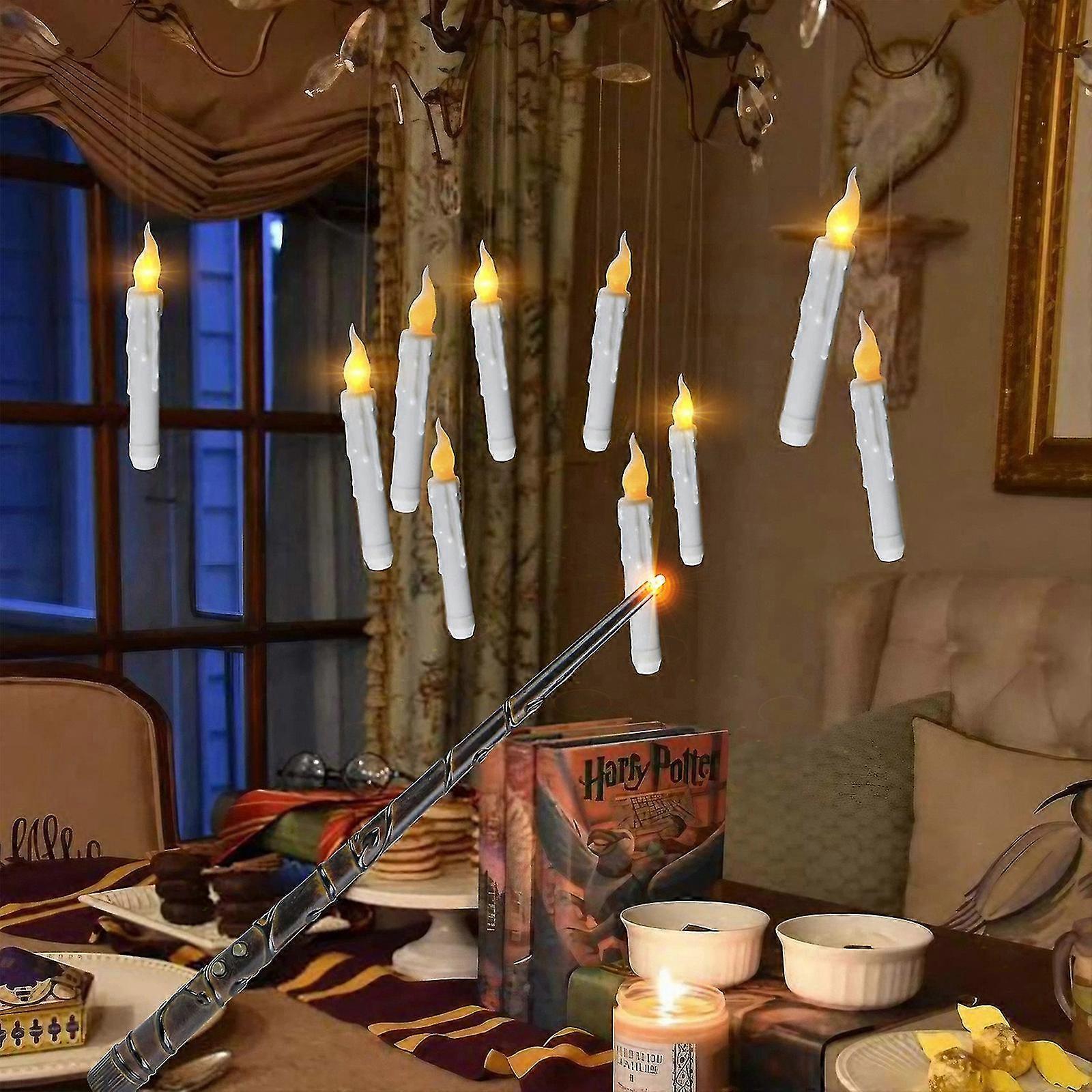 12pcs Hanging Floating Candles Halloween Decor, Flameless Taper Candles ...