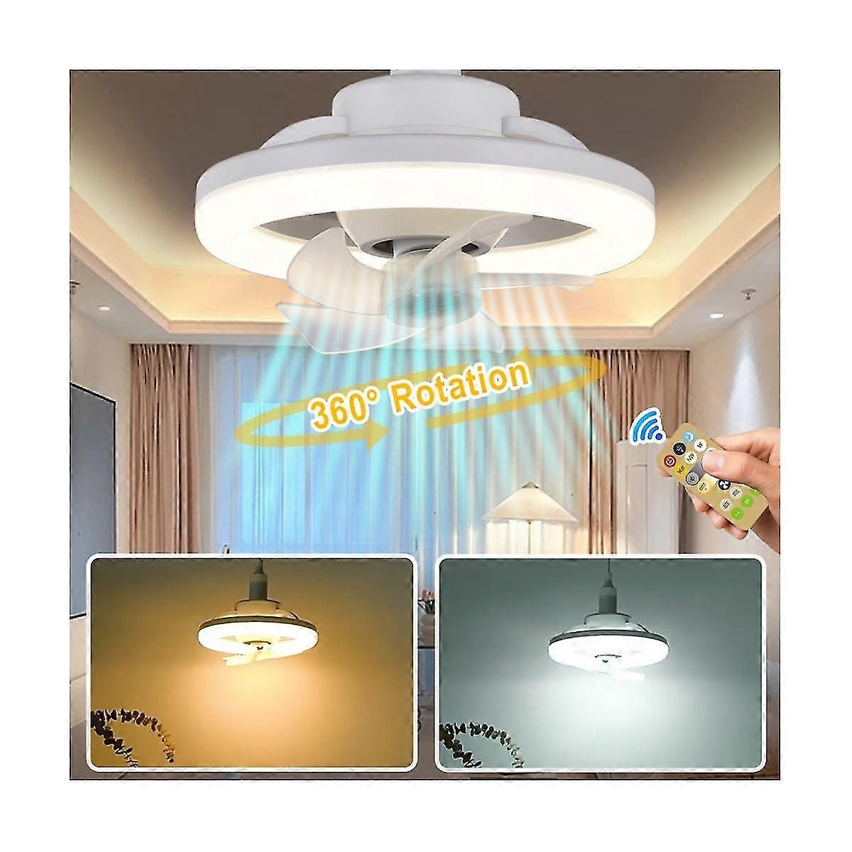 360 Rotating Ceiling Fan Light E27 Intelligent Fan With Remote Control ...