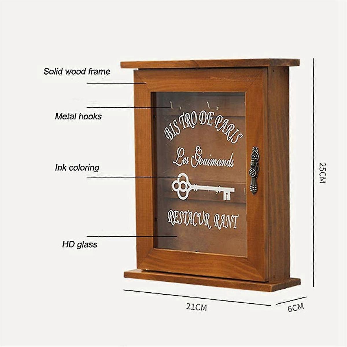 Wooden Key Box, Retro, Wall, Key Cabinet with Magnetic Door, Durable ...