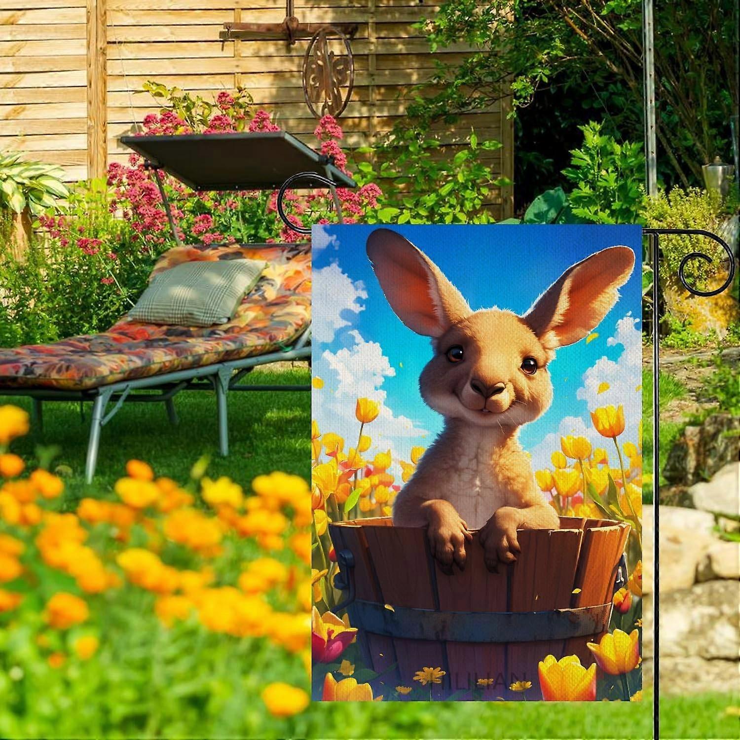Kangaroo-Garden Flag Spring Tulip-Garden Flag Double Sided Waterproof ...