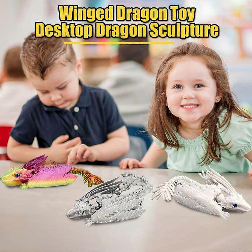 3D Printed Feather Dragon Figurine Movable Joints Flying Dragon Figure ...