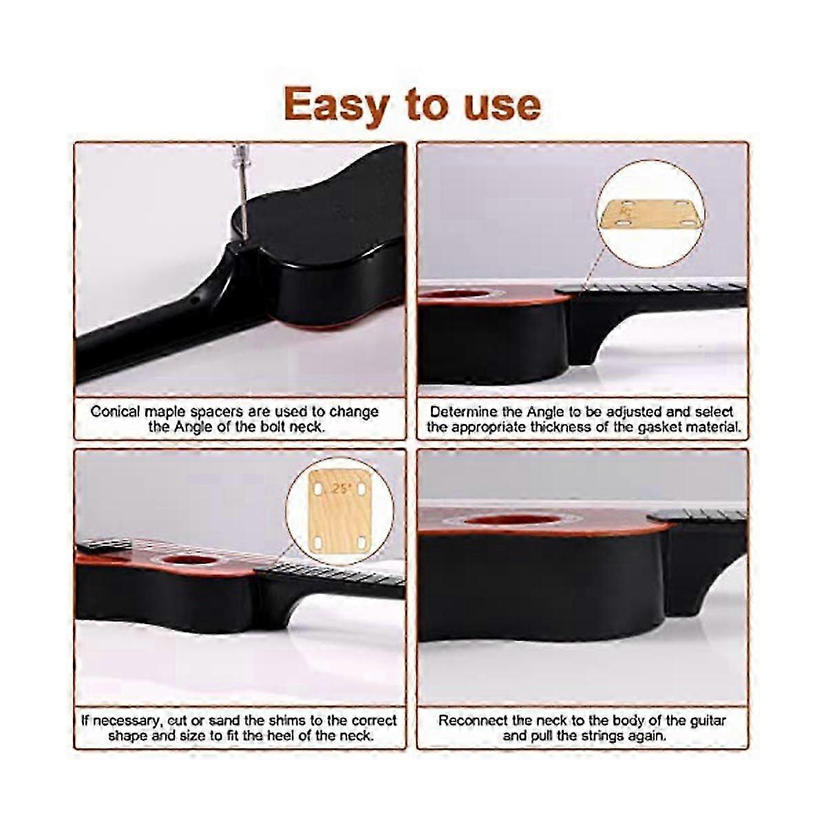 3Pcs Guitar Neck Shims, Solid Maple Wood Guitar Neck Shim Protection 0. ...