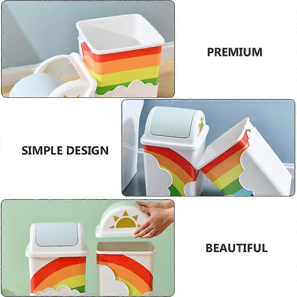 1pc Rainbow Trash Can Rubbish Bin Home Rubbish Holder Decor Tabletop ...