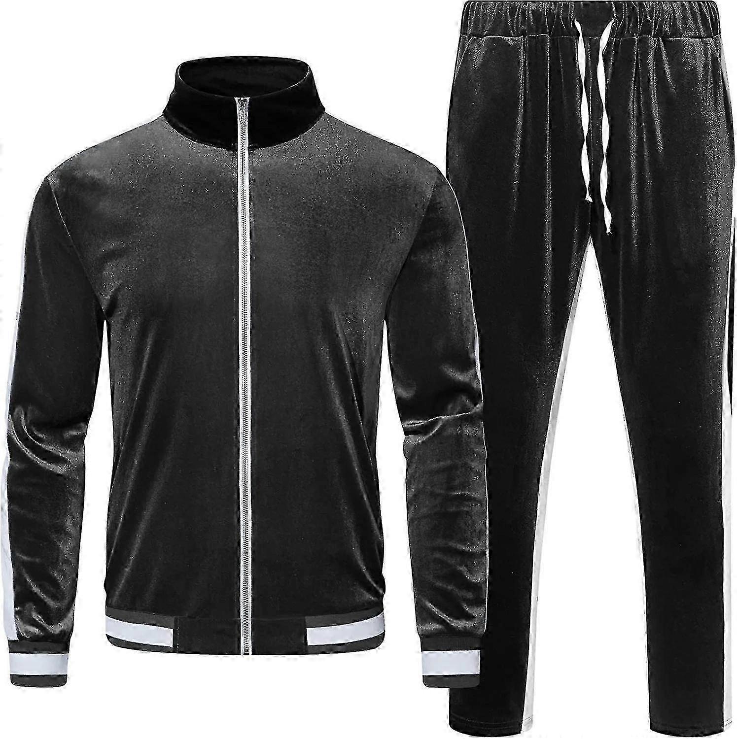 Velour jogging suit for men - 2 piece zip up set | Fruugo UK