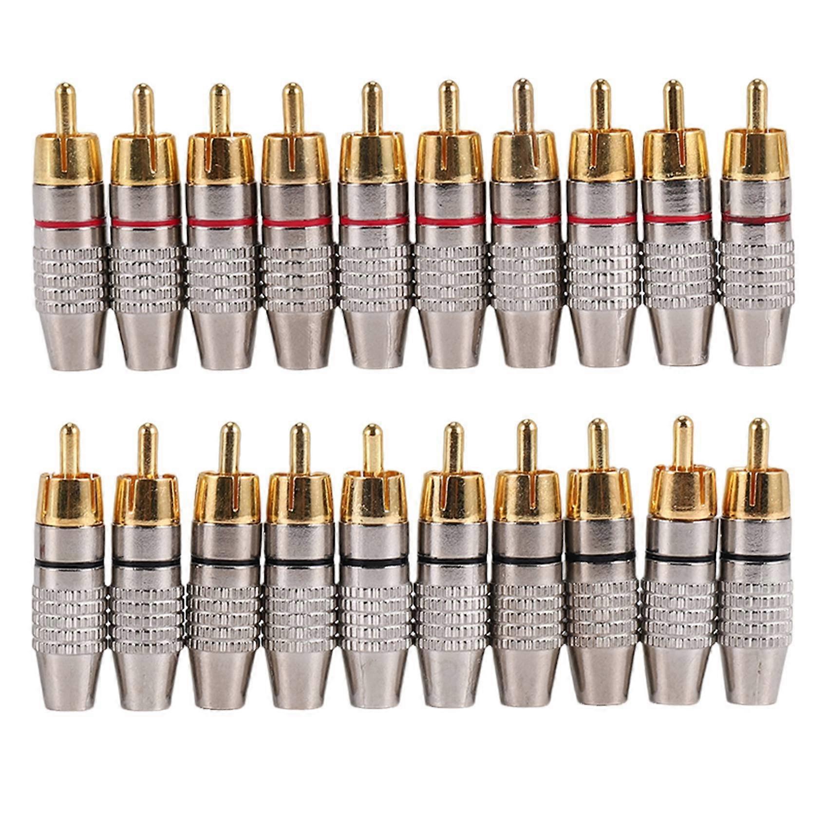 20 Pcs RCA Plug Audio Video Locking Cable Connector Gold Plated | Fruugo UK