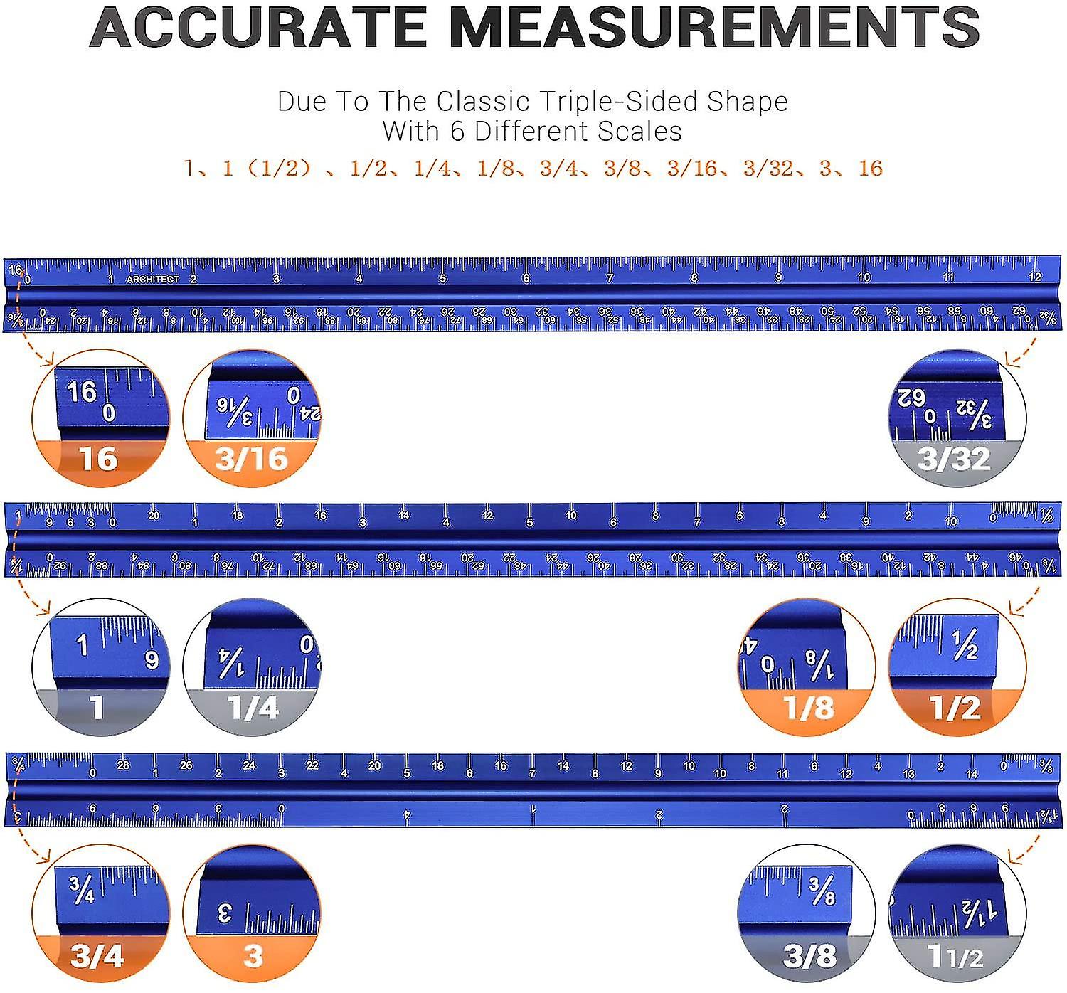 Architectural Scale Ruler Aluminum Architect Scale Triangular Scale ...