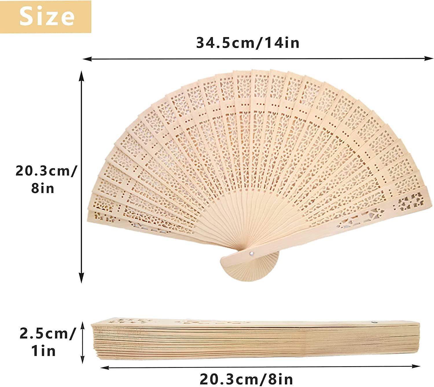4 Pack Sandalwood Fans Hand Held Folding Fans Wooden Openwork Personal ...