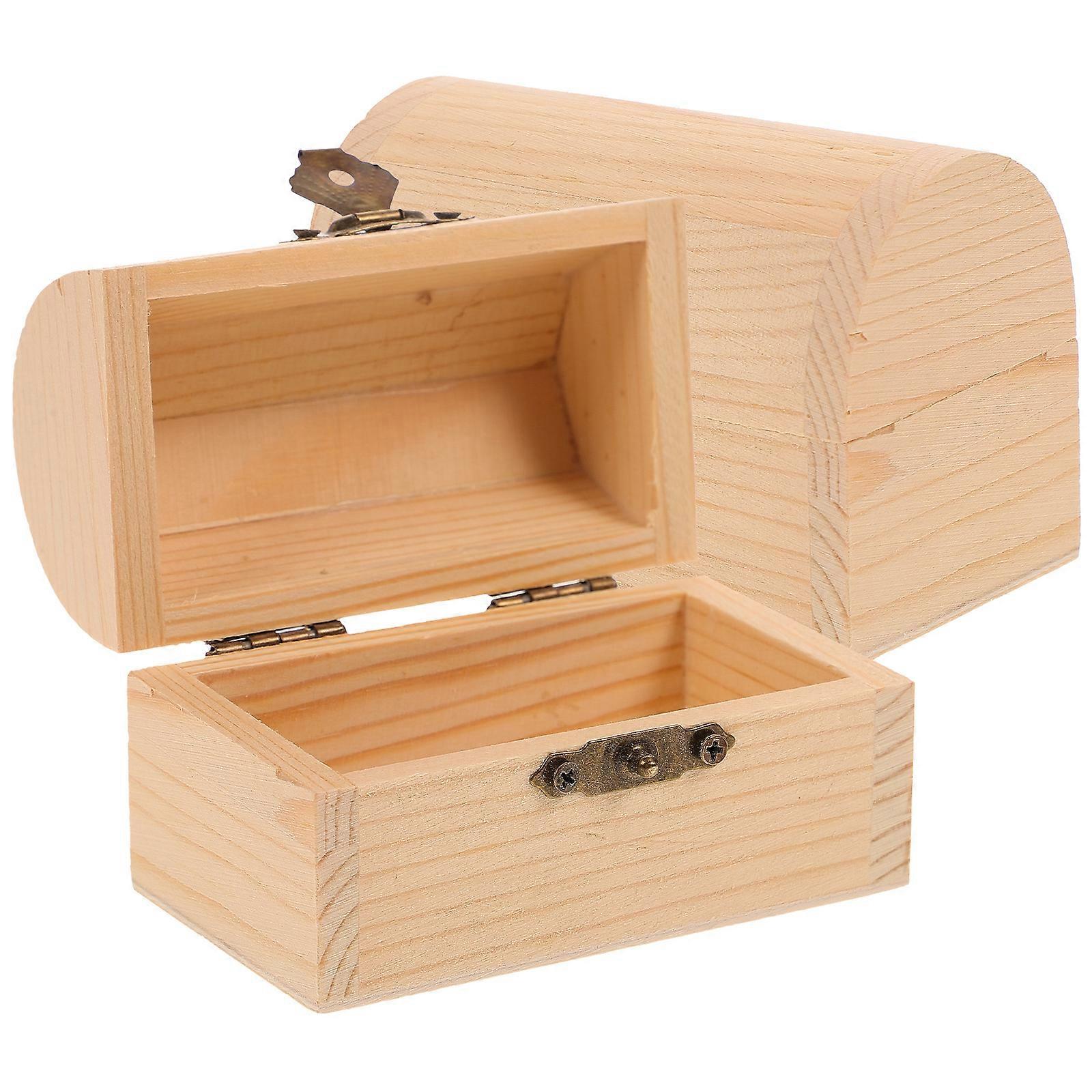 2Pcs Solid Wooden Arc Design Storage Boxes Gift Boxes Treasure Boxes ...
