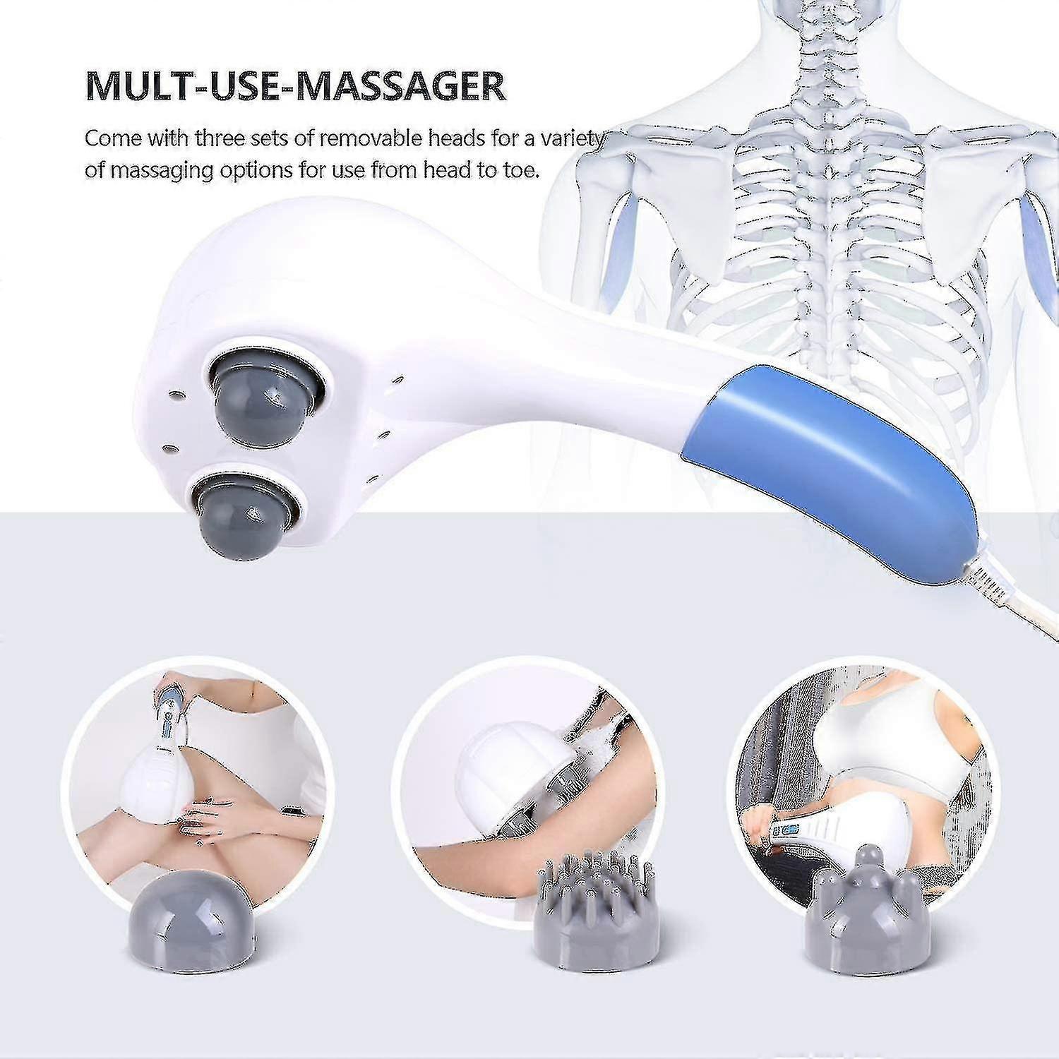 Electric Back Massager , Handheld Massagers Double Head Deep Tissue ...