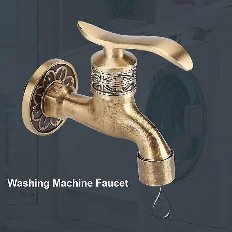 Generic Antique Brass Faucet Brass Handle Laundry Bathroom Wall Mount ...