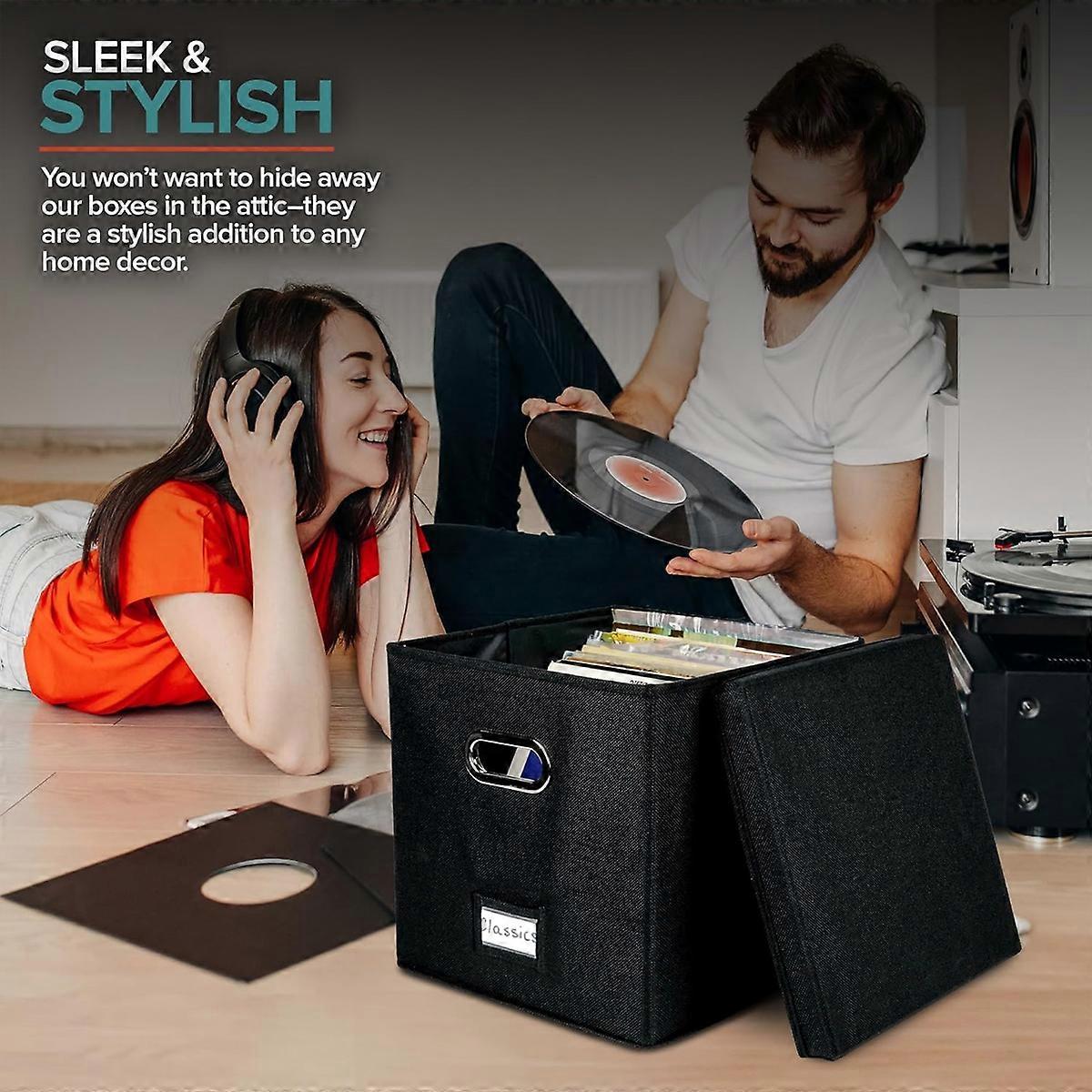 Stackable Vinyl Record Organizer - Record Album Storage Holds 50+ LP ...