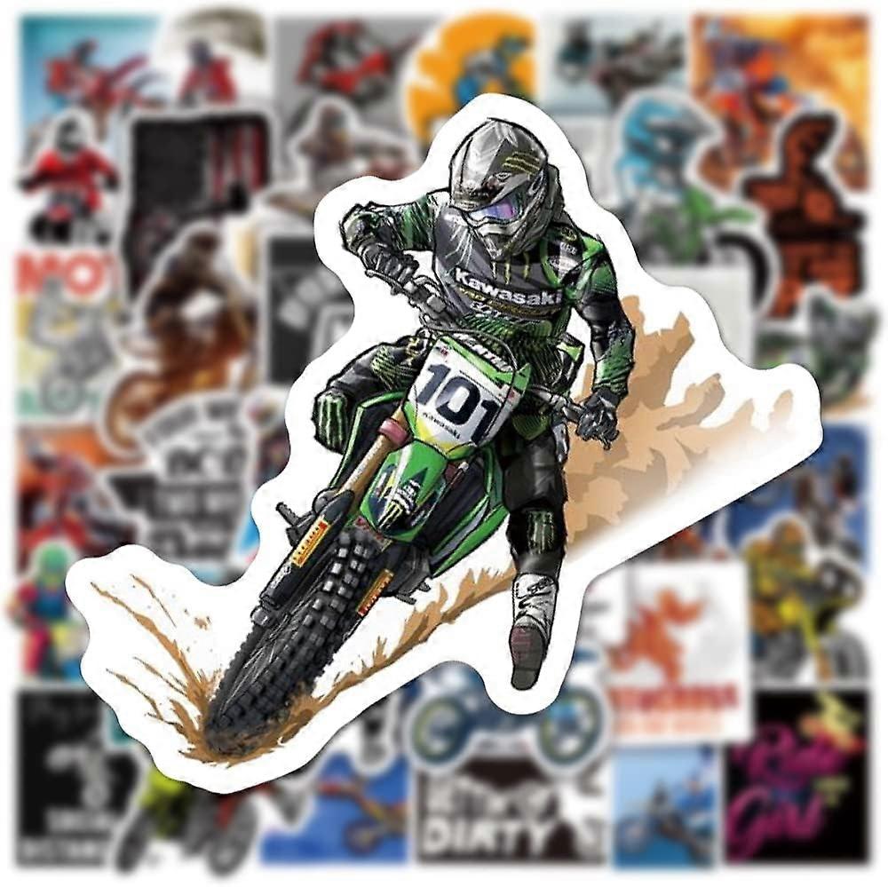 Moto-Cross Stickers, 50 Pieces, Waterproof Vinyl Sticker Set for Laptop ...