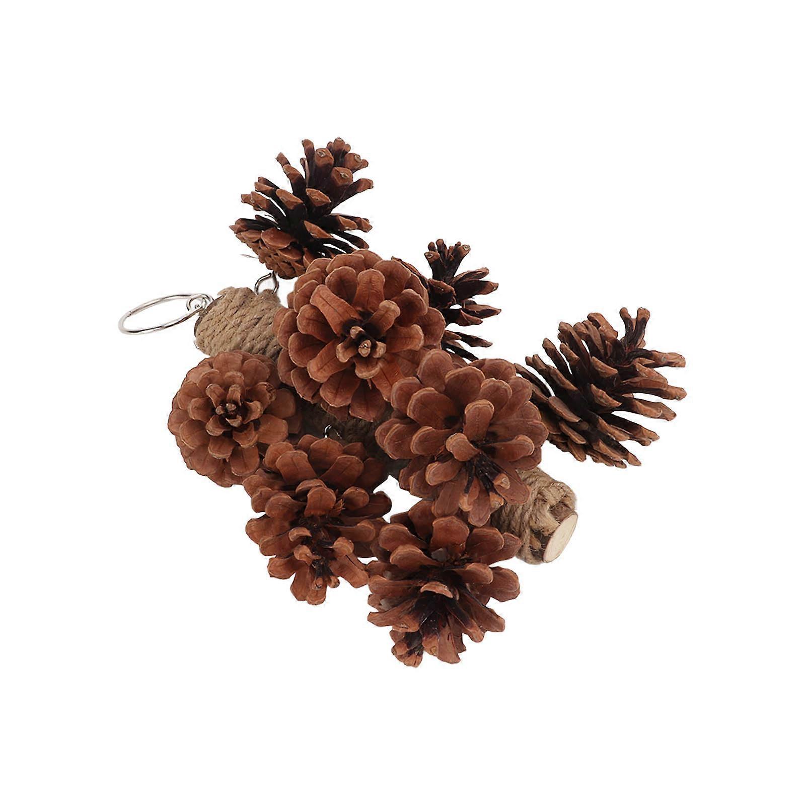 Birds Bite Toy Wooden Pine Cone Hanging Parrots Beak Grinding Toy with ...