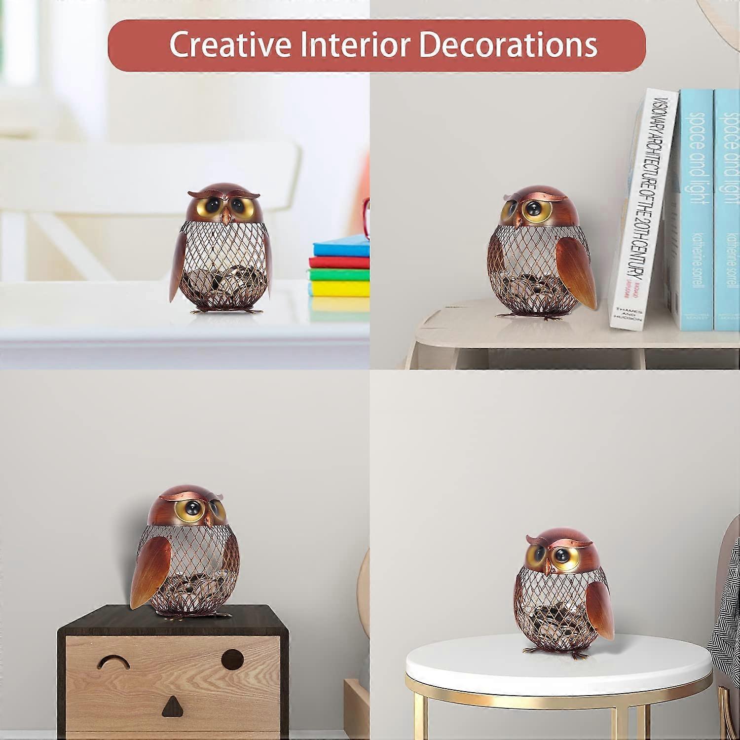 Owl Vintage Saving Money Box Coin Bank for Home, Office, Metal Bird ...