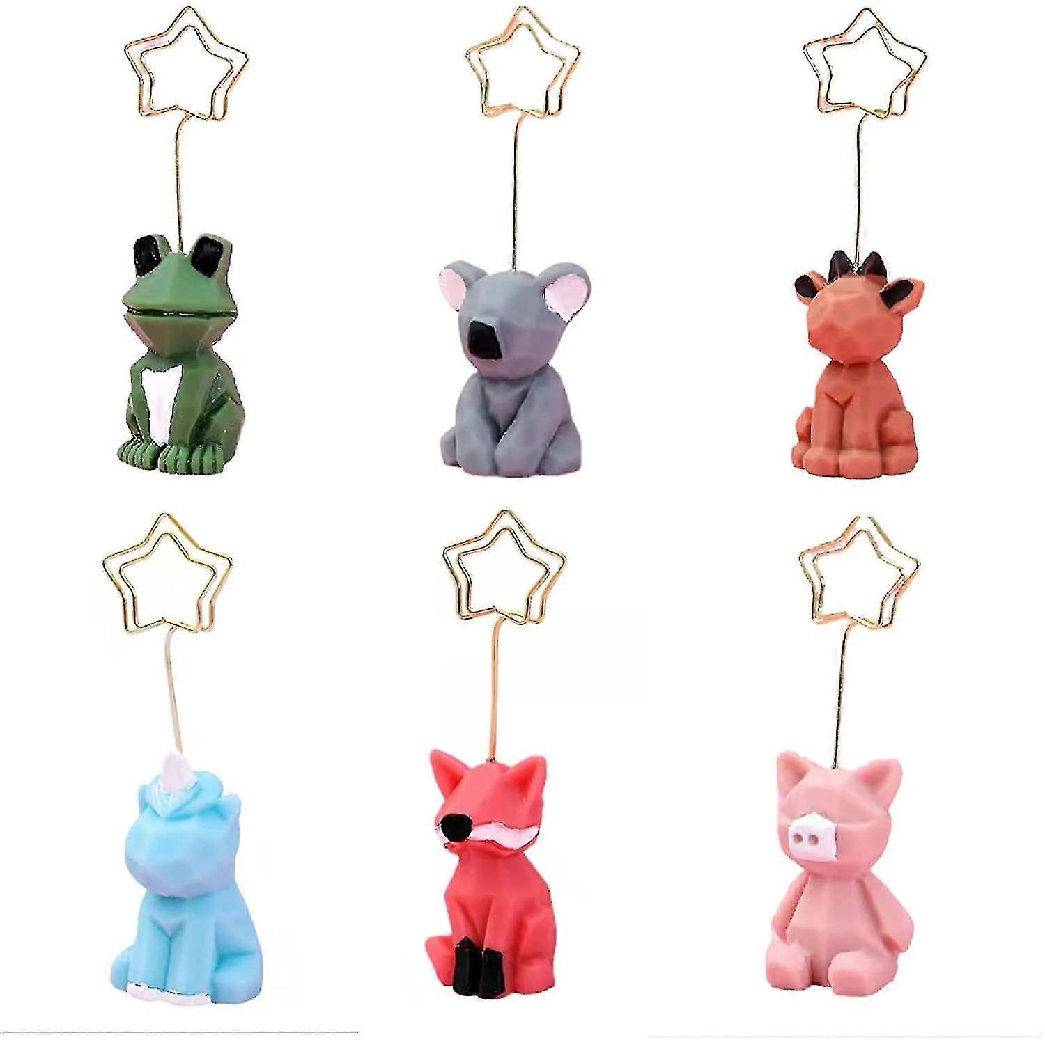 6pcs Card Photo Holder, Animal Clamps Stand Card Clips Resin Picture ...
