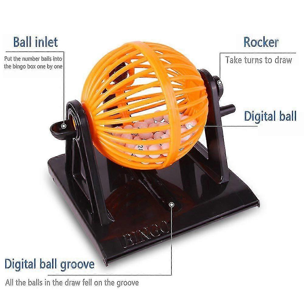 Party Bingo Game Ball With 12 Cards 90 Bingo Revolving Balls Dispenser ...