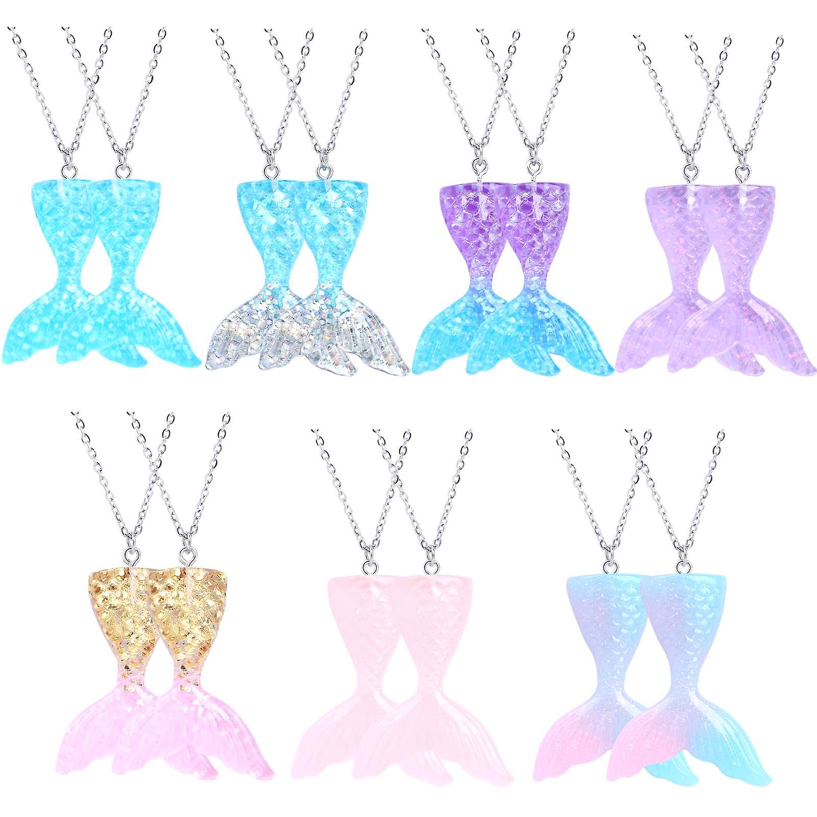 14 Pcs Mermaid Party Supplies Kit Mermaid Fishtail Necklace Gorgeous ...