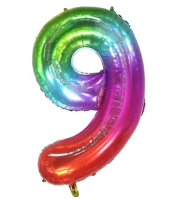 9th Birthday Balloons Colored - Large Number 9 Balloon Number 9 - Happy ...
