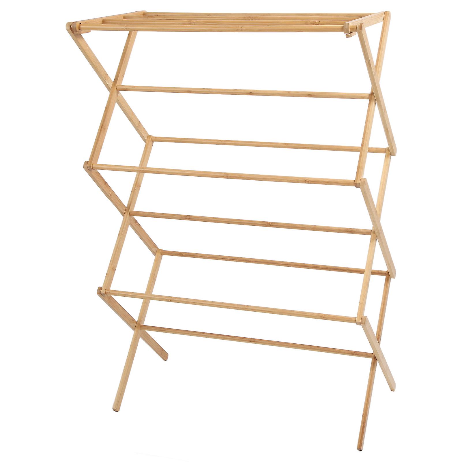 Collapsible Folding Wooden Clothes Drying Rack Bamboo Laundry Drying ...