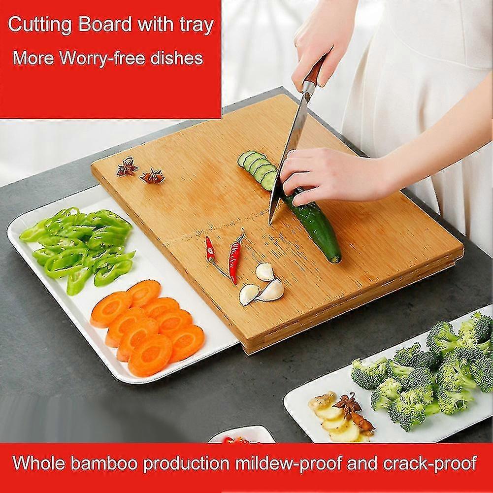Exble Bamboo Cutting Board Set With Trays And For Kit Trough Tools Storing Chopped Food | Fruugo SE