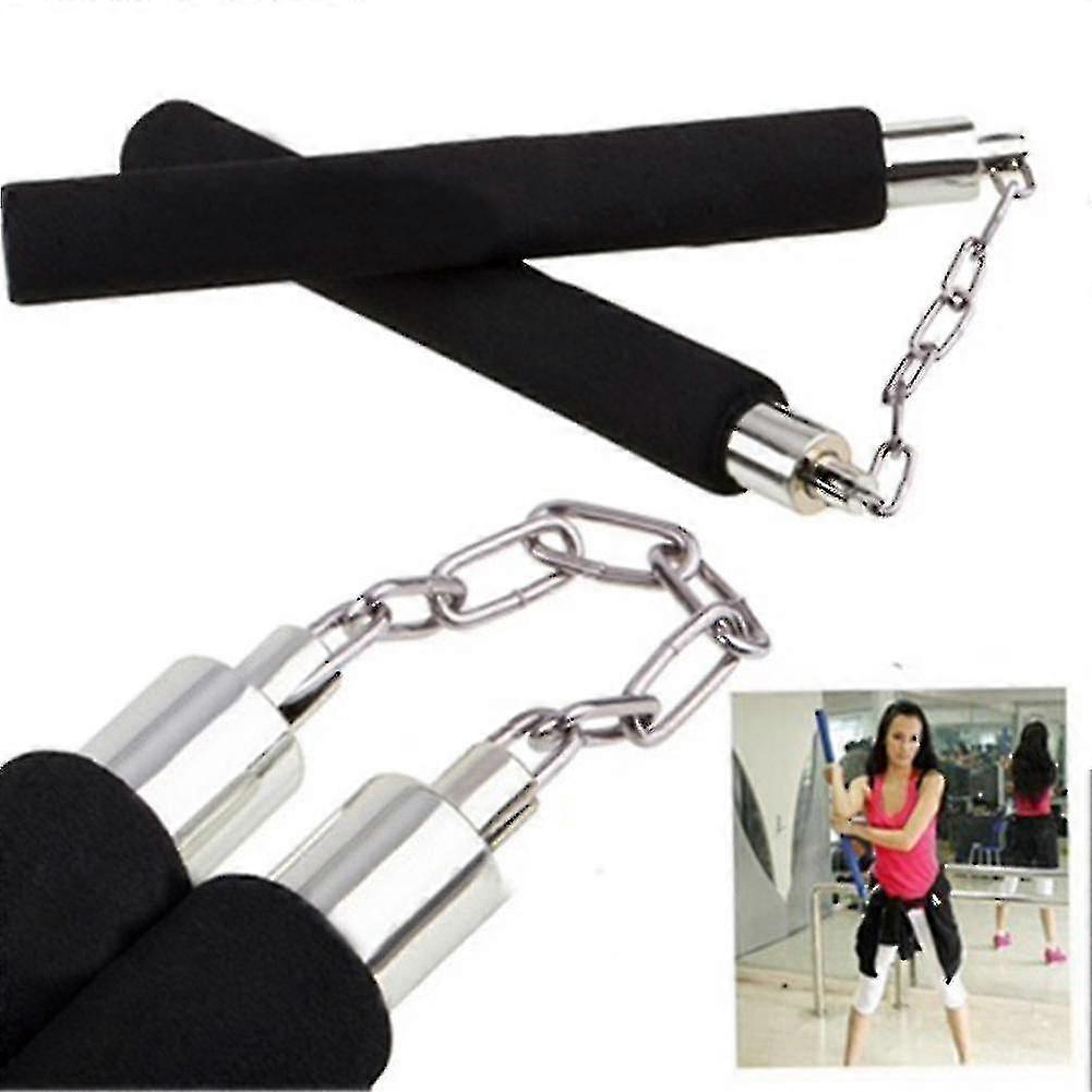 Durable Metal Chain Martial Sponge Nunchaku Show Sticks (color: Black ...