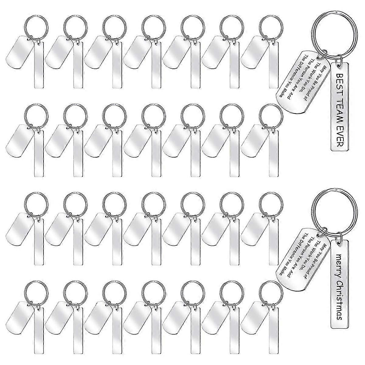 30 Pcs Engravable Metal Keychain Blank Rectangle Metal Stamping Blanks ...