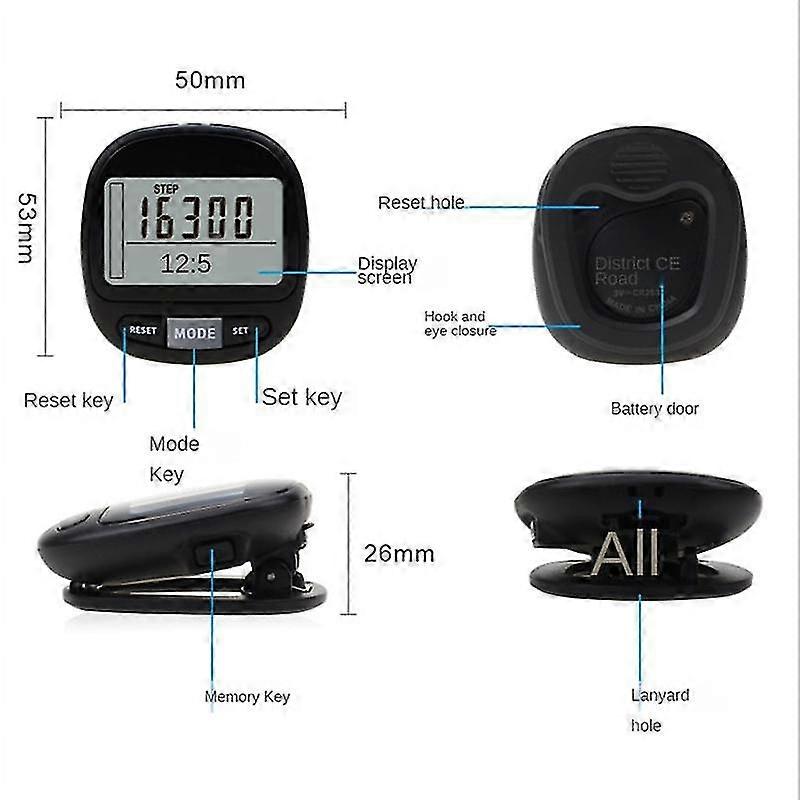 3D Pedometer for Walking with Clip and Strap,Calorie Counter, Memory ...