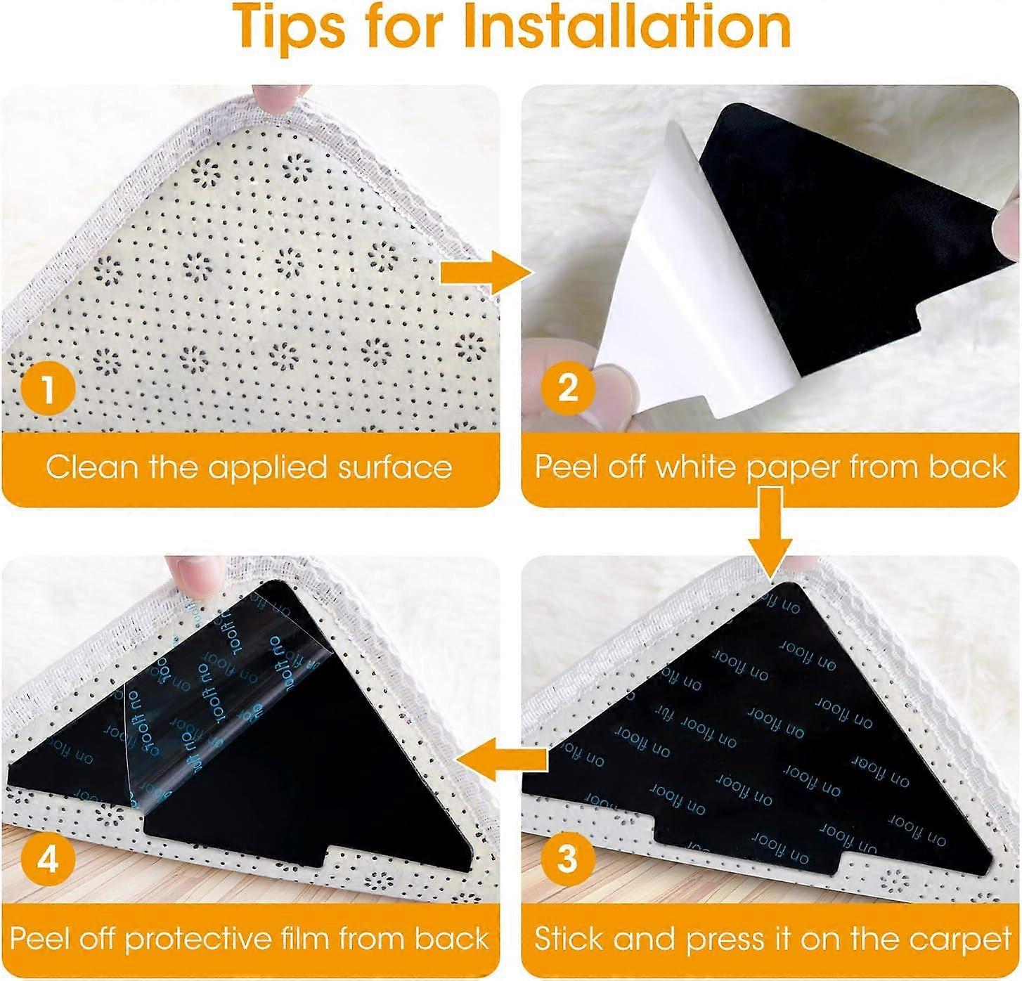 Rug Tape , 10 Pcs Double Sided Non Slip Reusable Rug Stopper, Washable ...