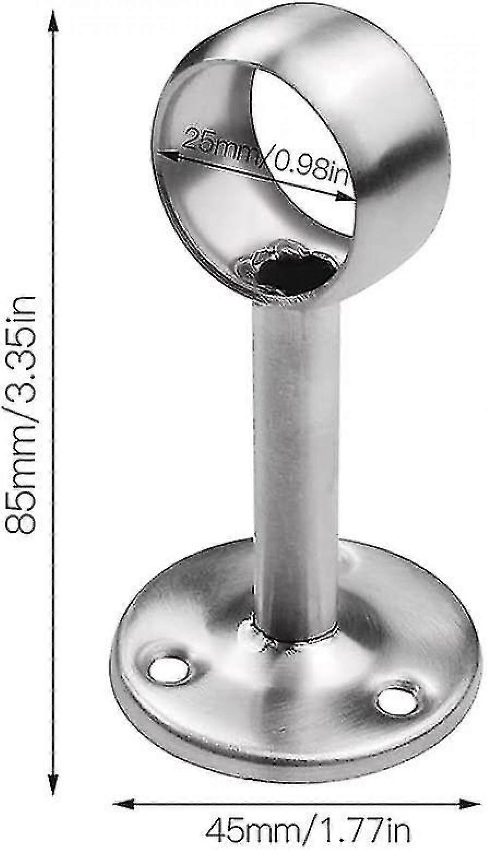 2 Pack Curtain Rod Holder Stainless Steel Wardrobe Rod Holder With 6 ...