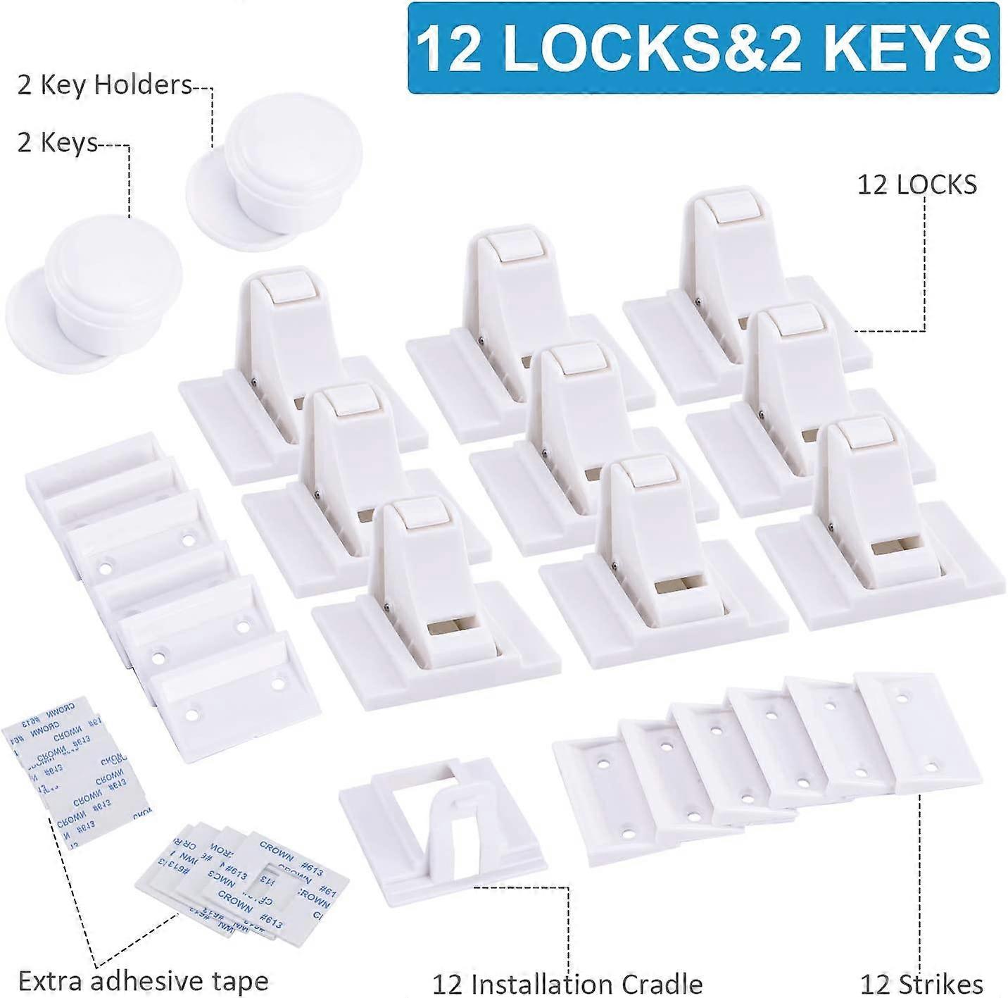 Child Safety Cabinet Locks, Child Proof Cabinet Locks with 12 Locks & 2 ...
