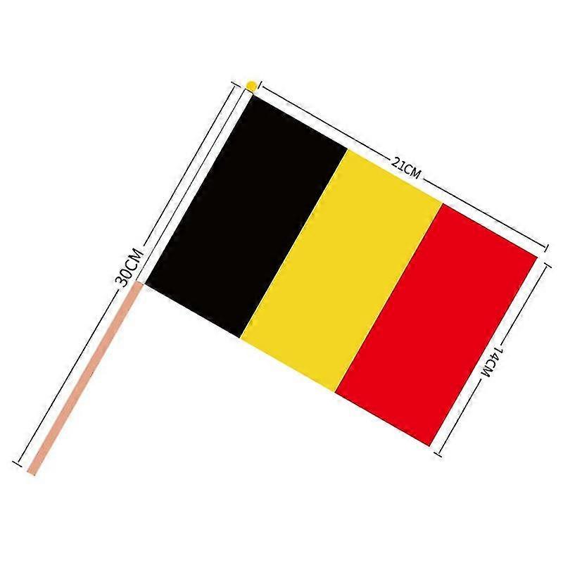 100pcs 14*21cm Belgica Bandera Belgium Hand Flag With Flagpole 8 ...