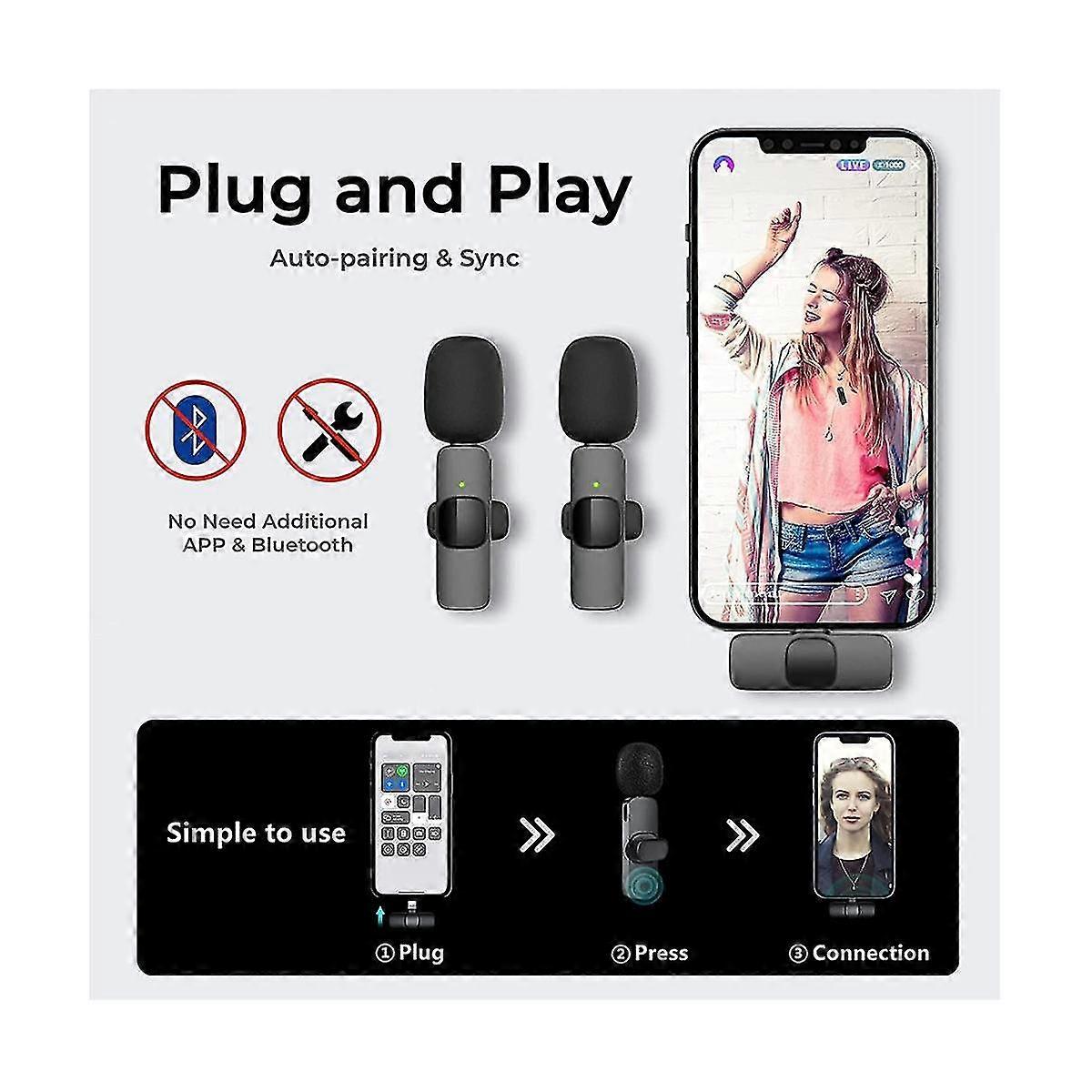 Wireless Lavalier Microphone For Usb-c, Plug And Play Noise Reduction ...