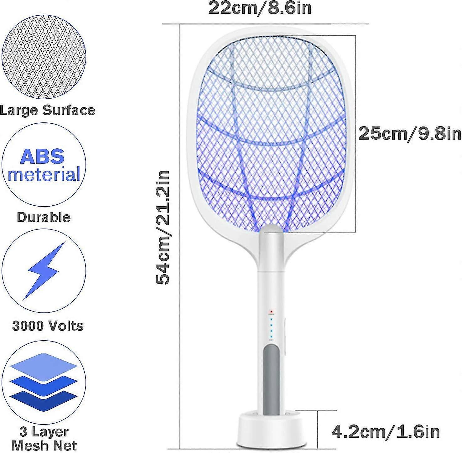 Large Electric Fly Swatter, Rechargeable Bug Zapper Racket, Mosquito ...