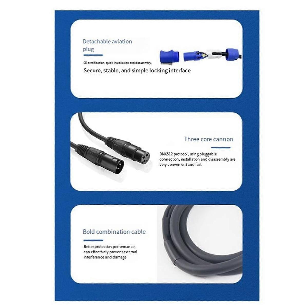 DMX Powercon Cable Combination of Powercon Plug and DMX XLR Signal Line ...