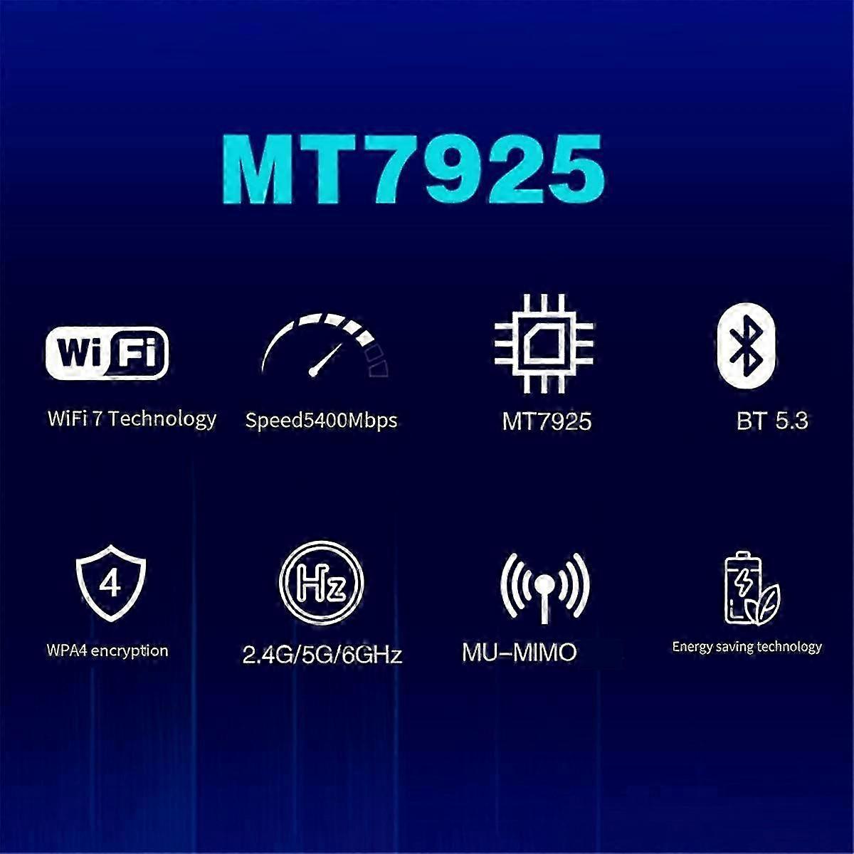 high qualityMt7925 Wifi 7 Card+2xantennas 5400mbps M.2 Triple Band 2.4g ...