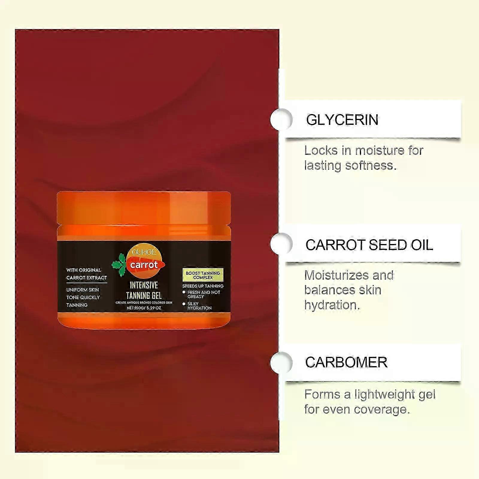 Carroten Intensive Tanning Gel - Instant Tan Enhancer - Water-Resistant with Carrot seed oil ...
