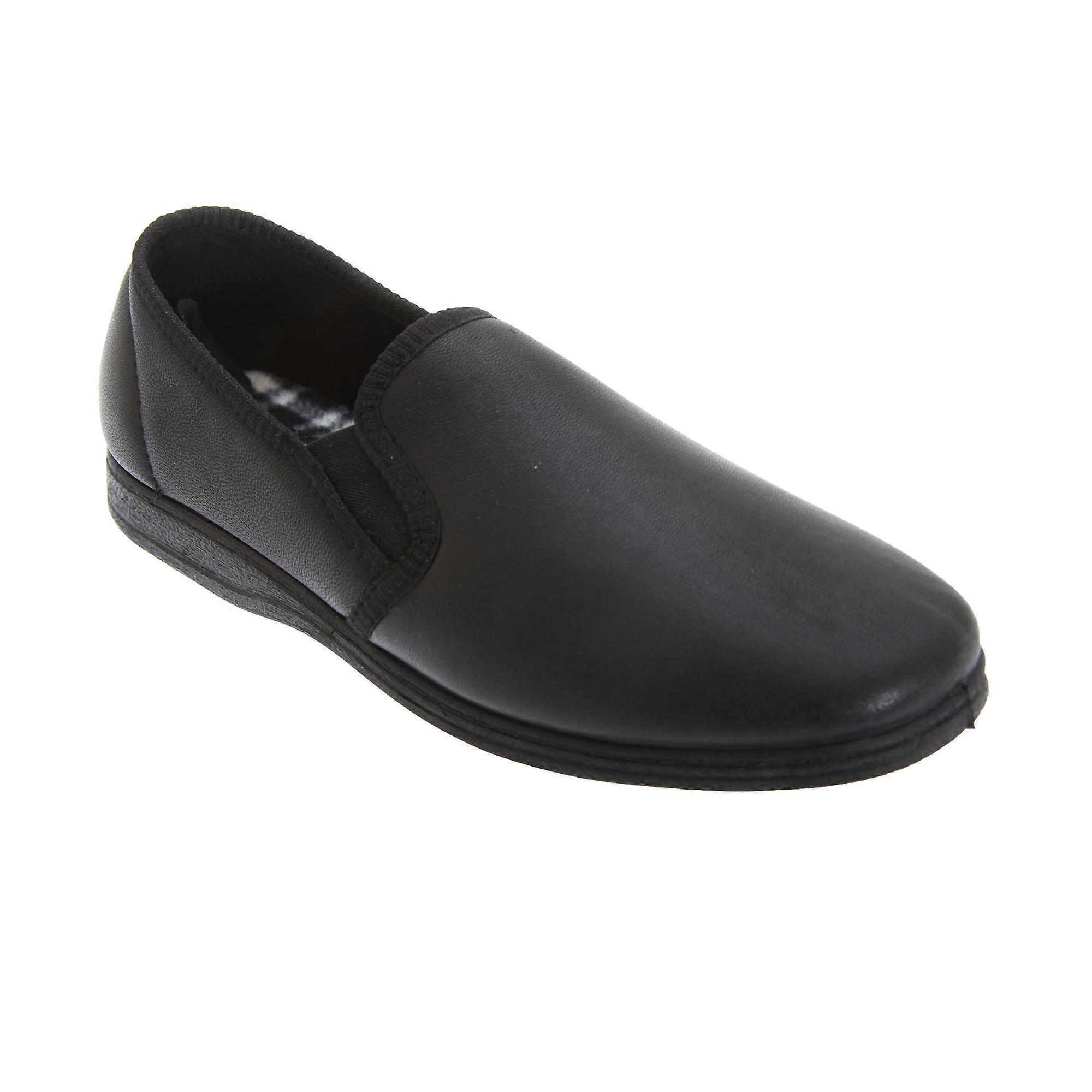 Sleepers Mens Hadley Softie Leather Twin Gusset Slippers | Fruugo US