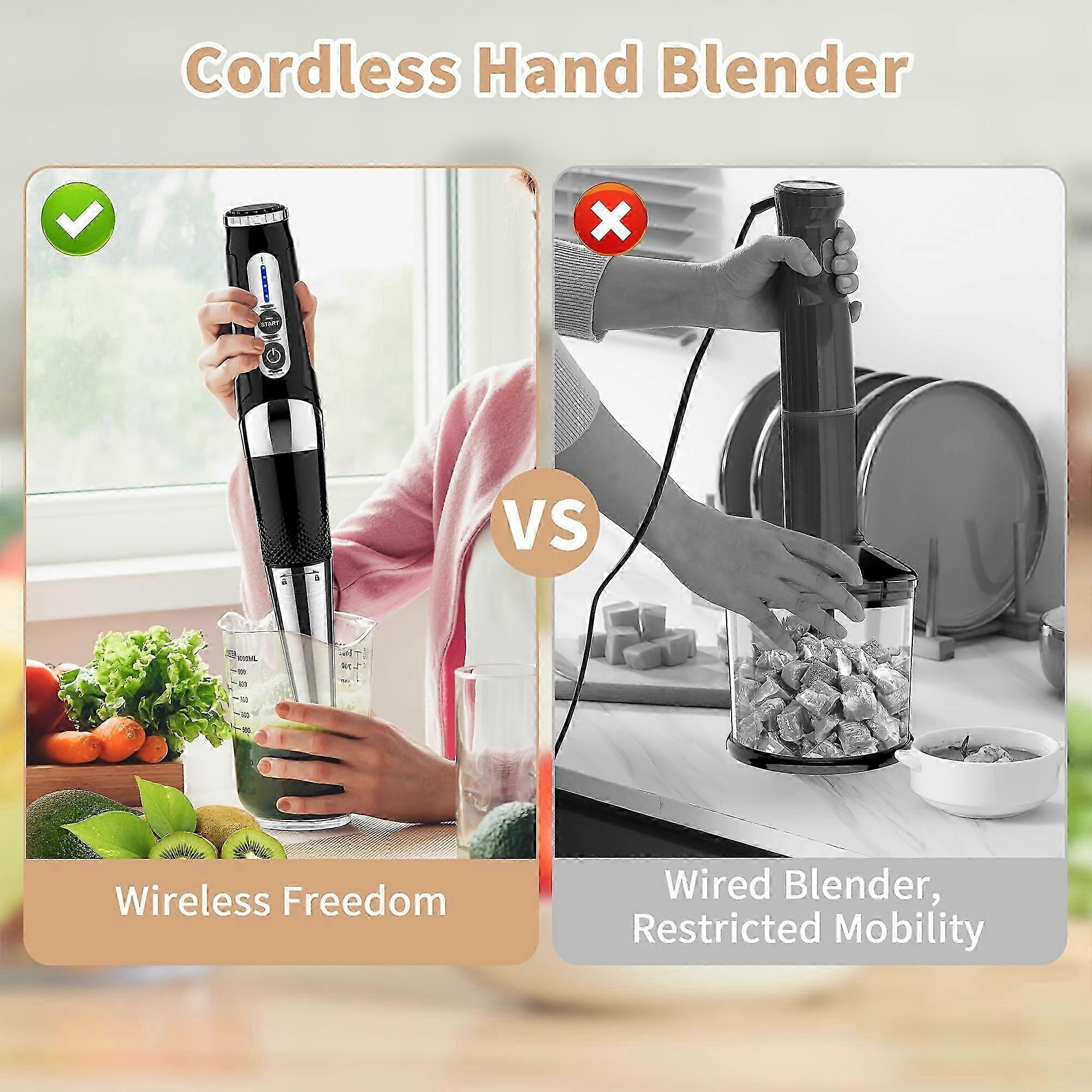 700ml Cordless Immersion Blender - Ultra-portable 3-in-1 Rechargeable ...