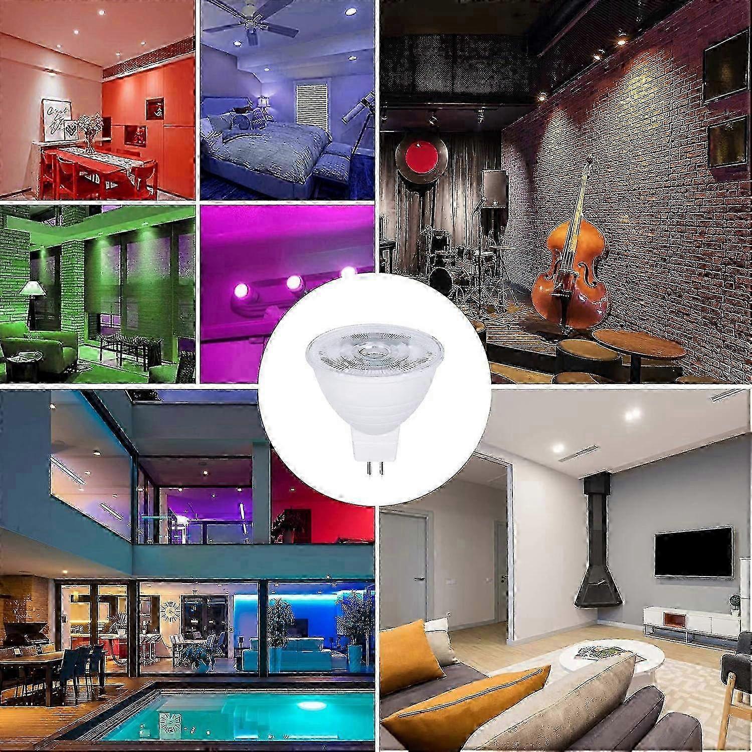 4 Pack MR16 GU5.3 3W Dimmable RGB + 3000K Warm White LED Bulbs with ...