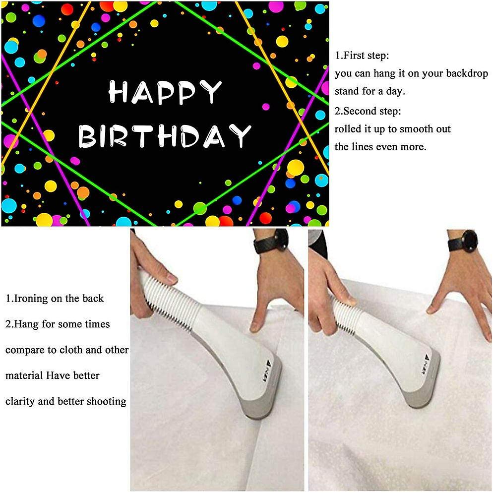 Yq 5x3ft Neon Glow Happy Birthday Backdrops Glow In The Dark Confetti ...